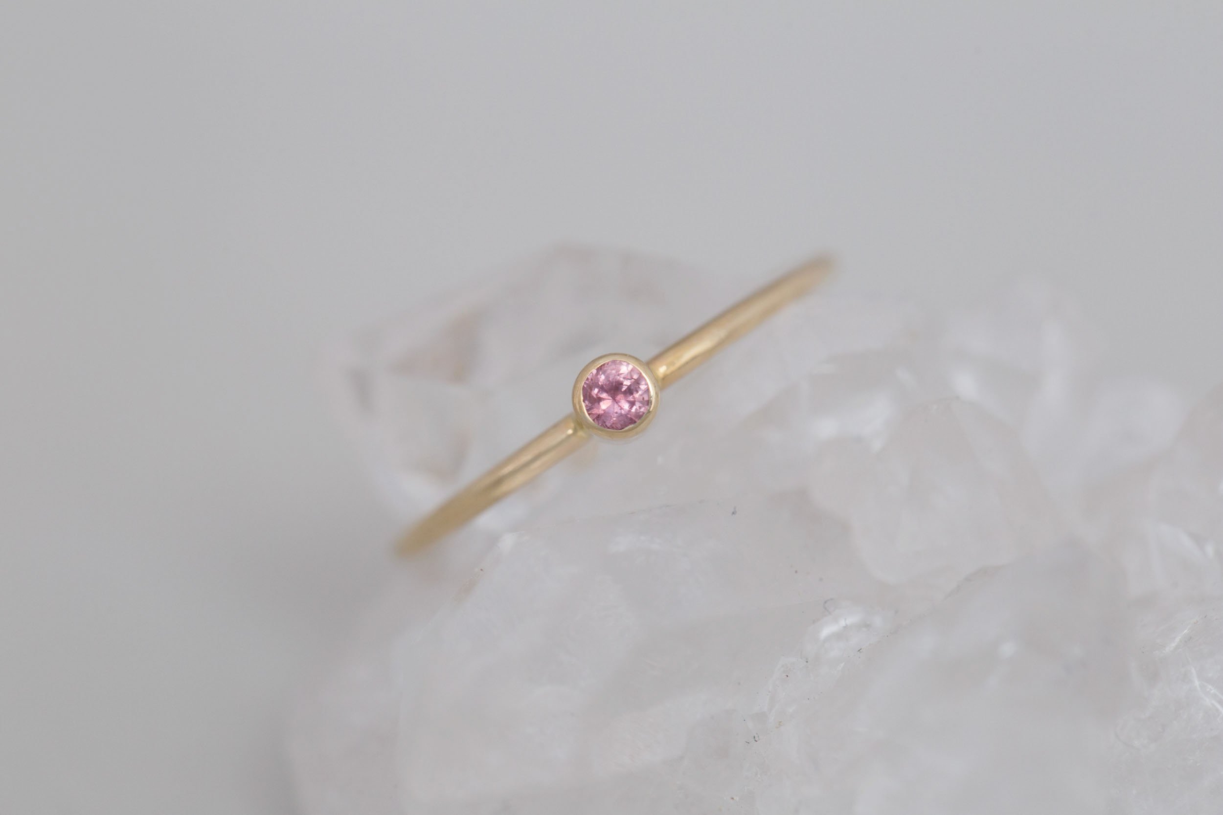 Rose Gold Peach Sapphire Ring