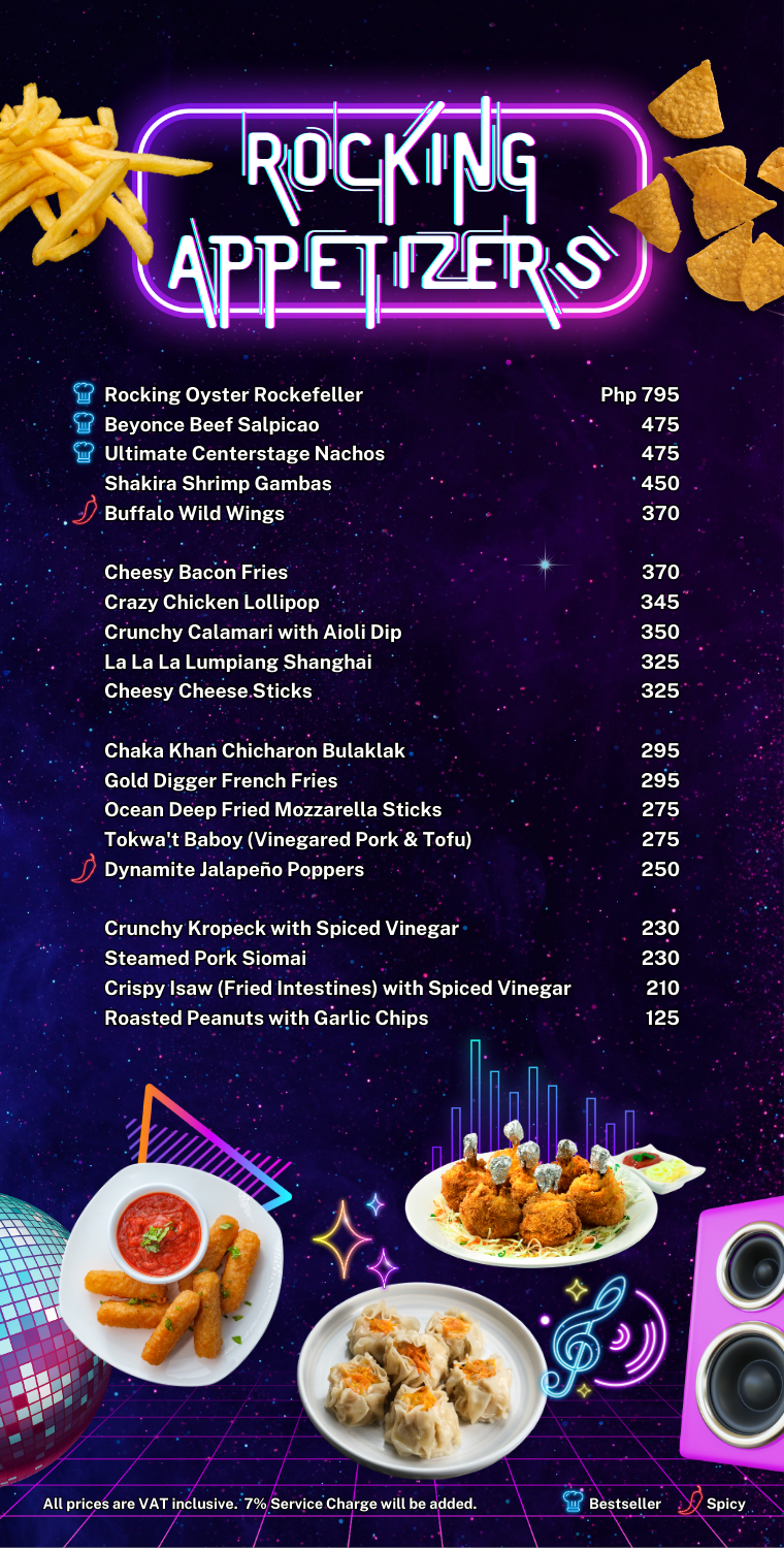 MENU — Centerstage Family KTV & Restobar