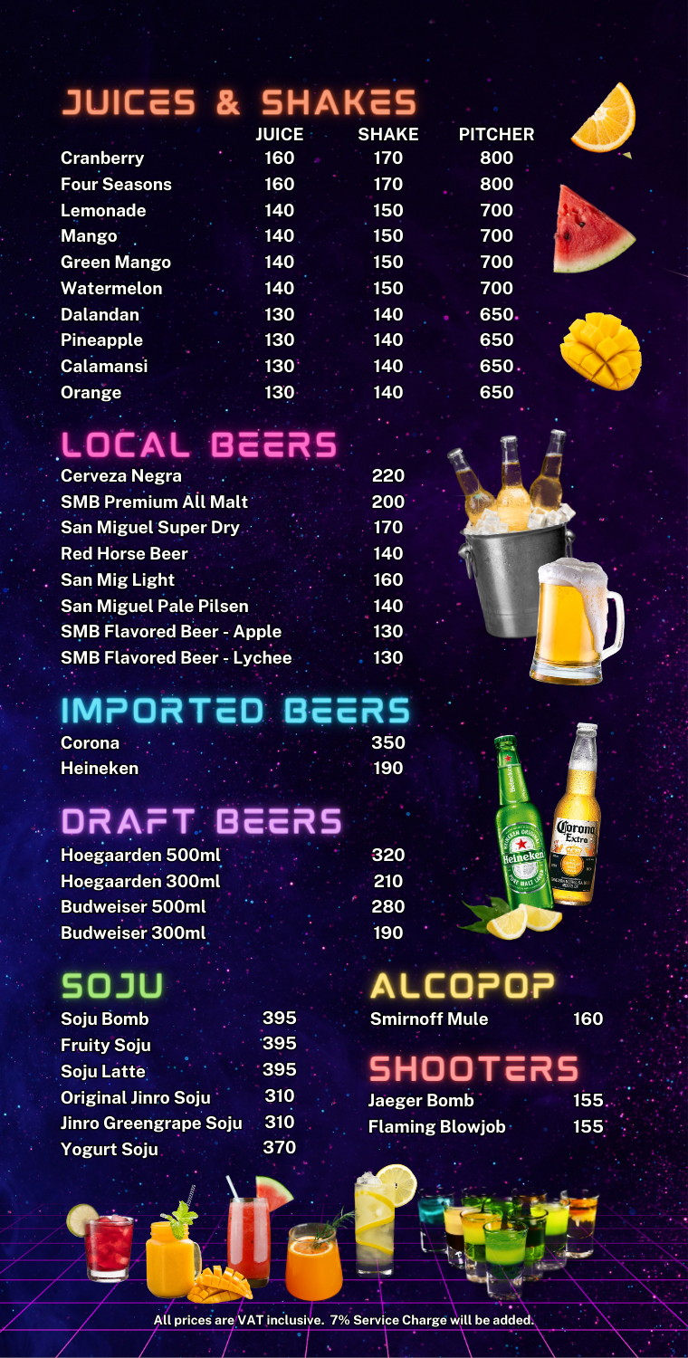 MENU — Centerstage Family KTV & Restobar