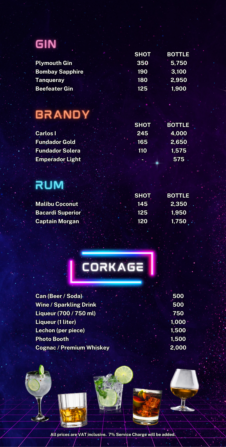 MENU — Centerstage Family KTV & Restobar