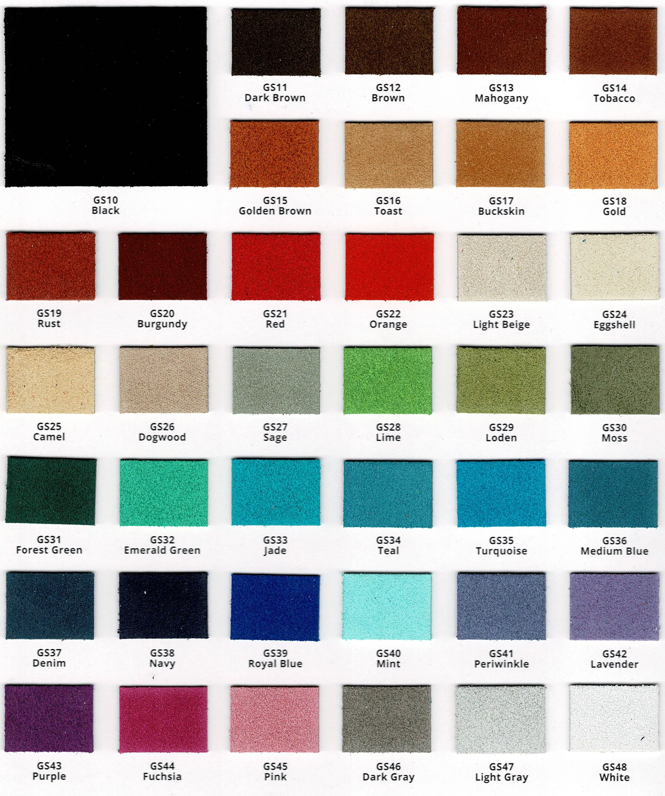 Suede Colors — Pendragon Costumes