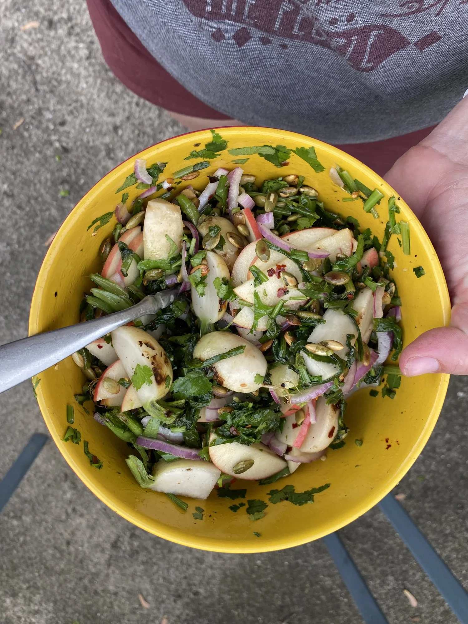 CHARRED TURNIPS WITH APPLES, WILTED GREENS & PEPITAS — Winterfell Acres