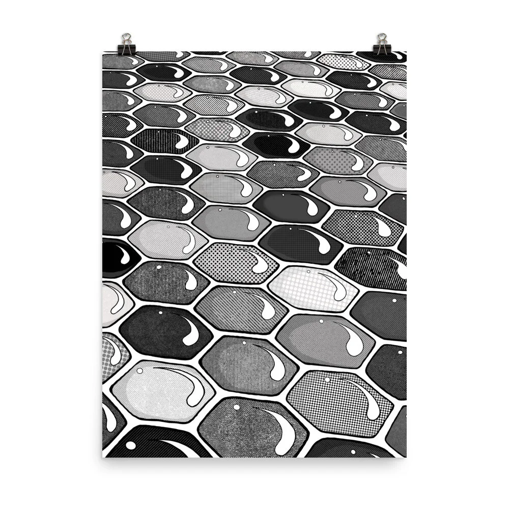 Grayscale Honeycomb Wall Decor Poster — CLOUDcartoonz