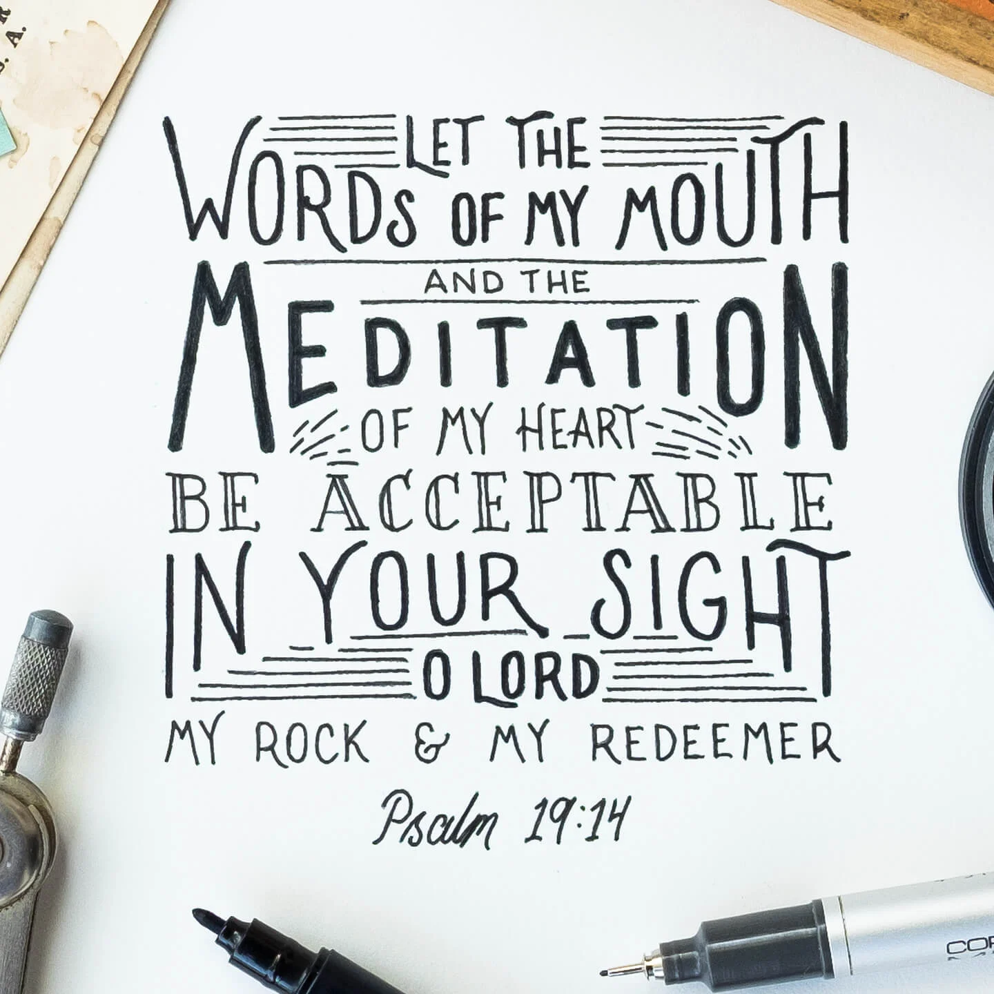 Psalm 19:14 - Bible Verse Design — Scripture Type