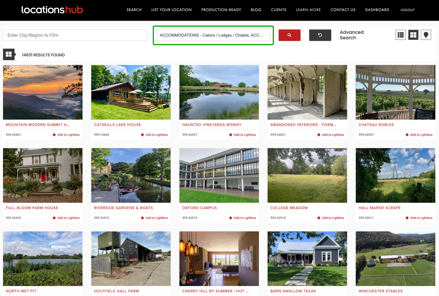 Basic Film Location Search — LocationsHub