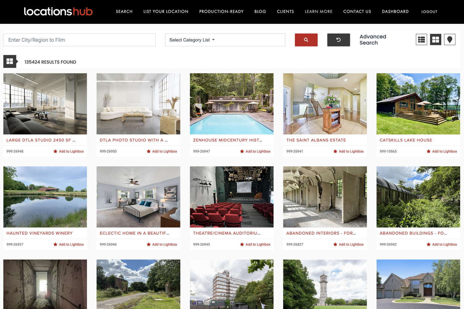 Basic Film Location Search — LocationsHub