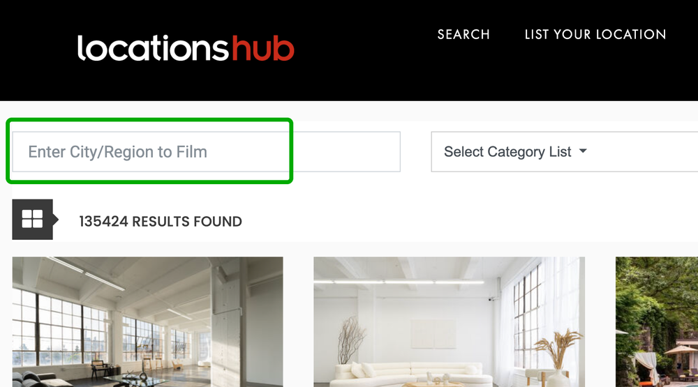 Basic Film Location Search — LocationsHub