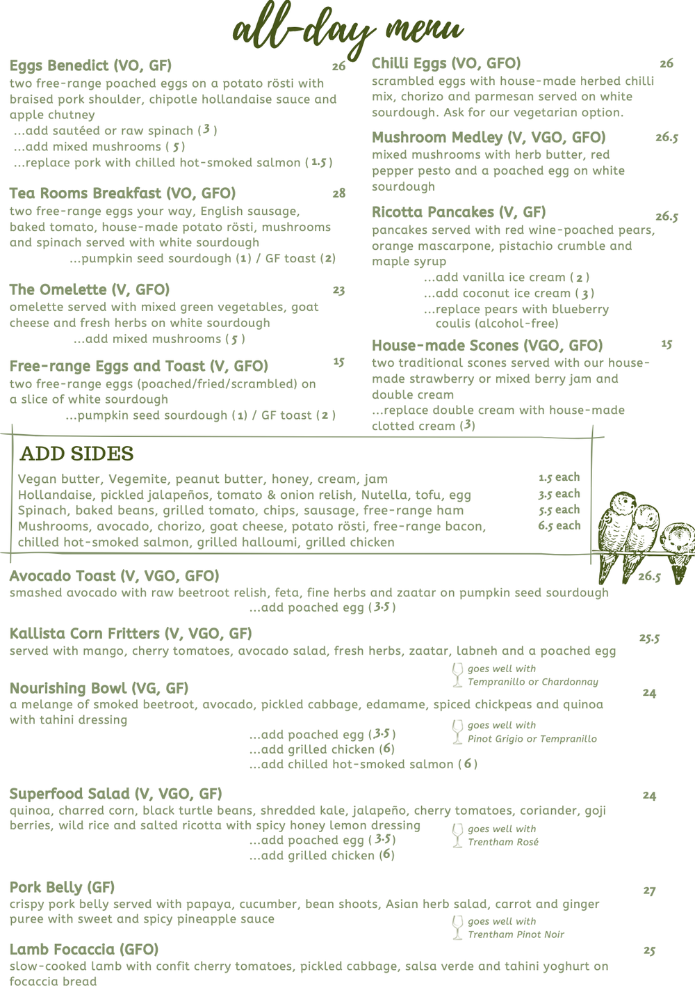 Menu — Kallista Tea Rooms
