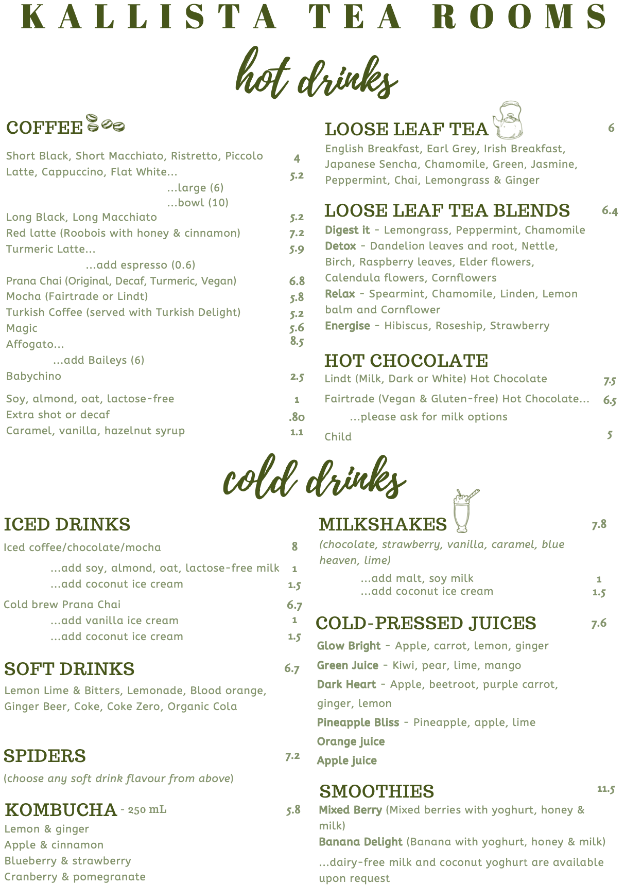 Menu — Kallista Tea Rooms
