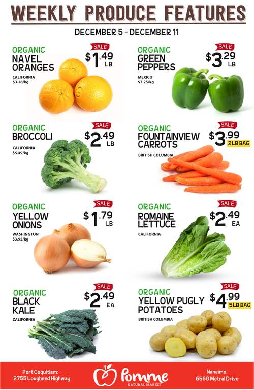 Weekly Organic Produce Flyer - Pomme Natural Market
