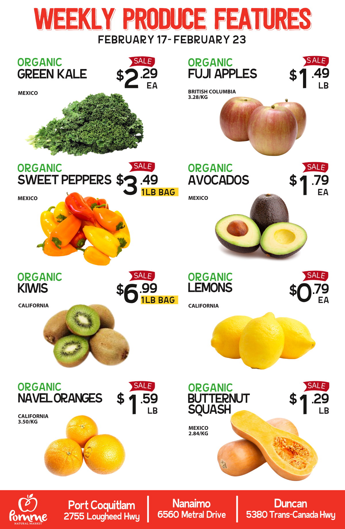 Weekly Organic Produce Flyer - Pomme Natural Market