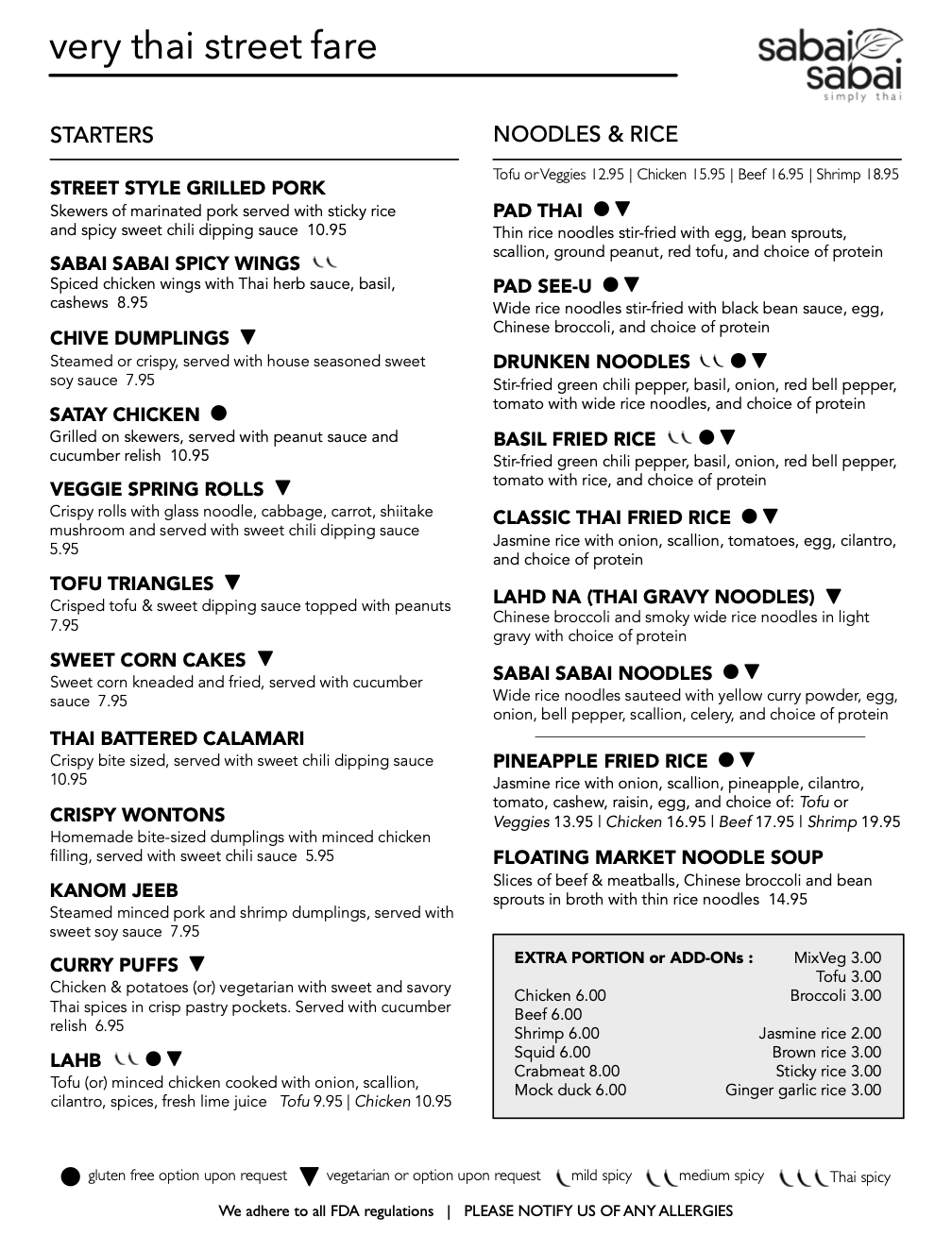 Menus (PDF) — Sabai Sabai