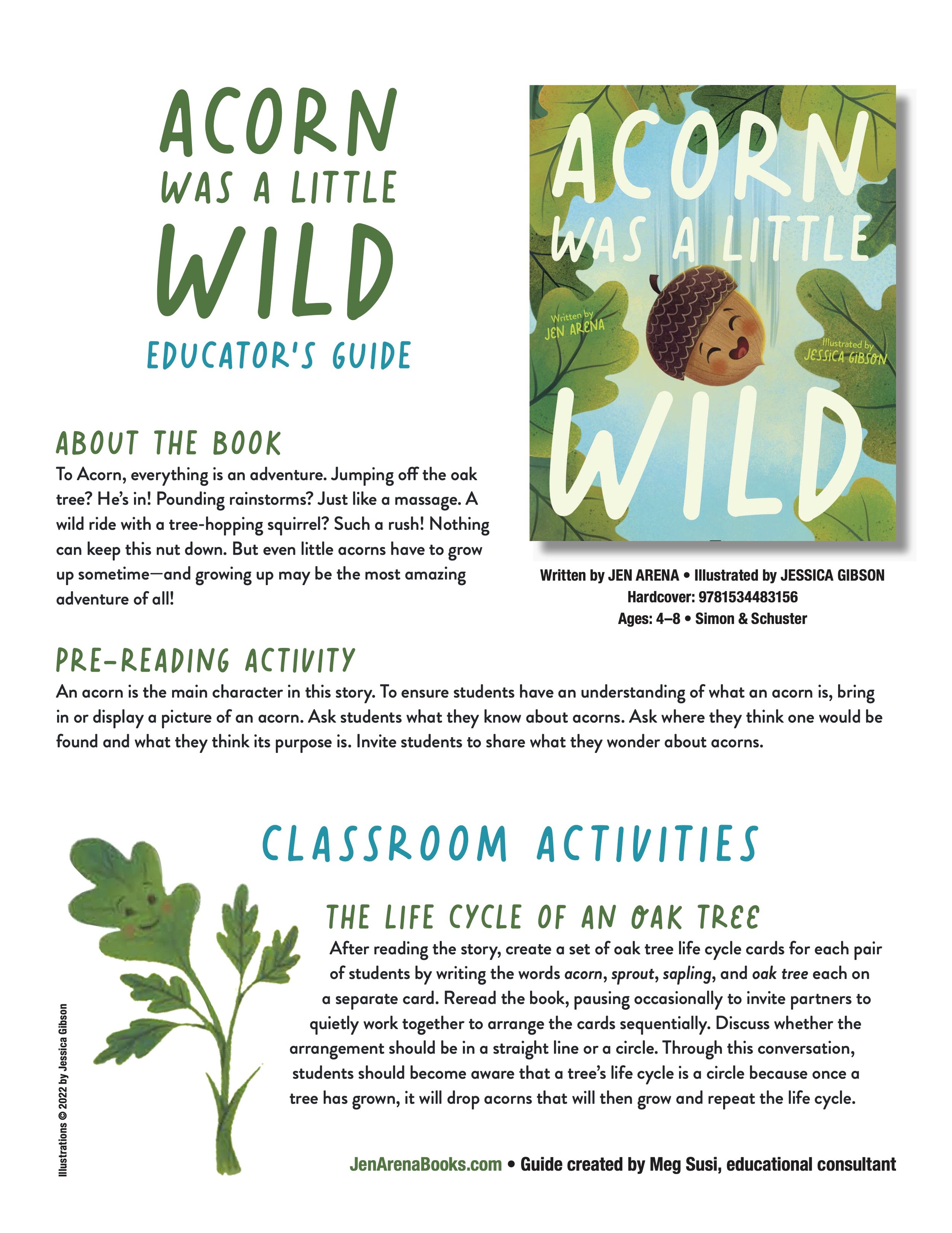 Free Educators' Guide for Acorn Was a Little Wild! — Jen Arena ...