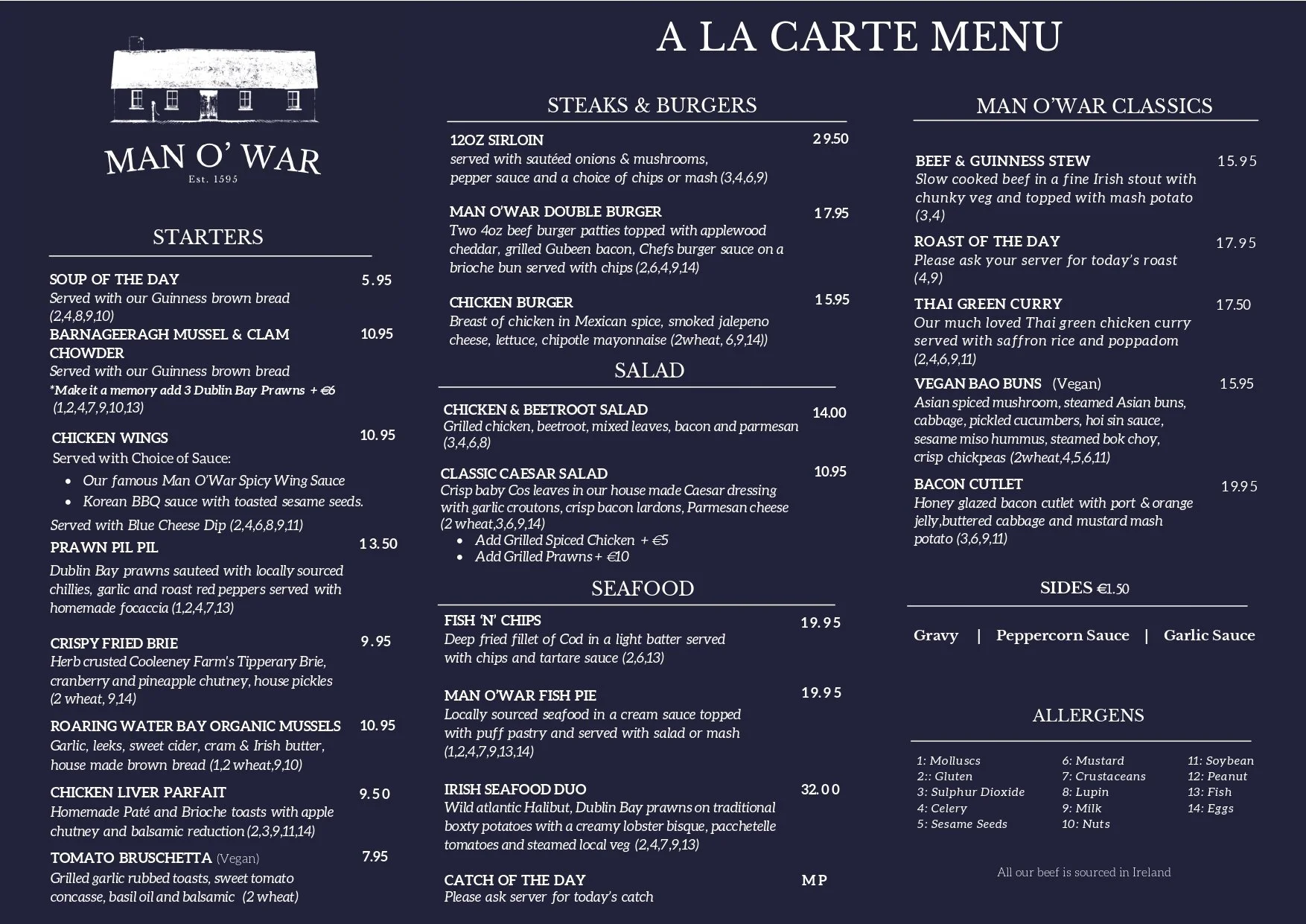 Man O'War Menu — Man O'War