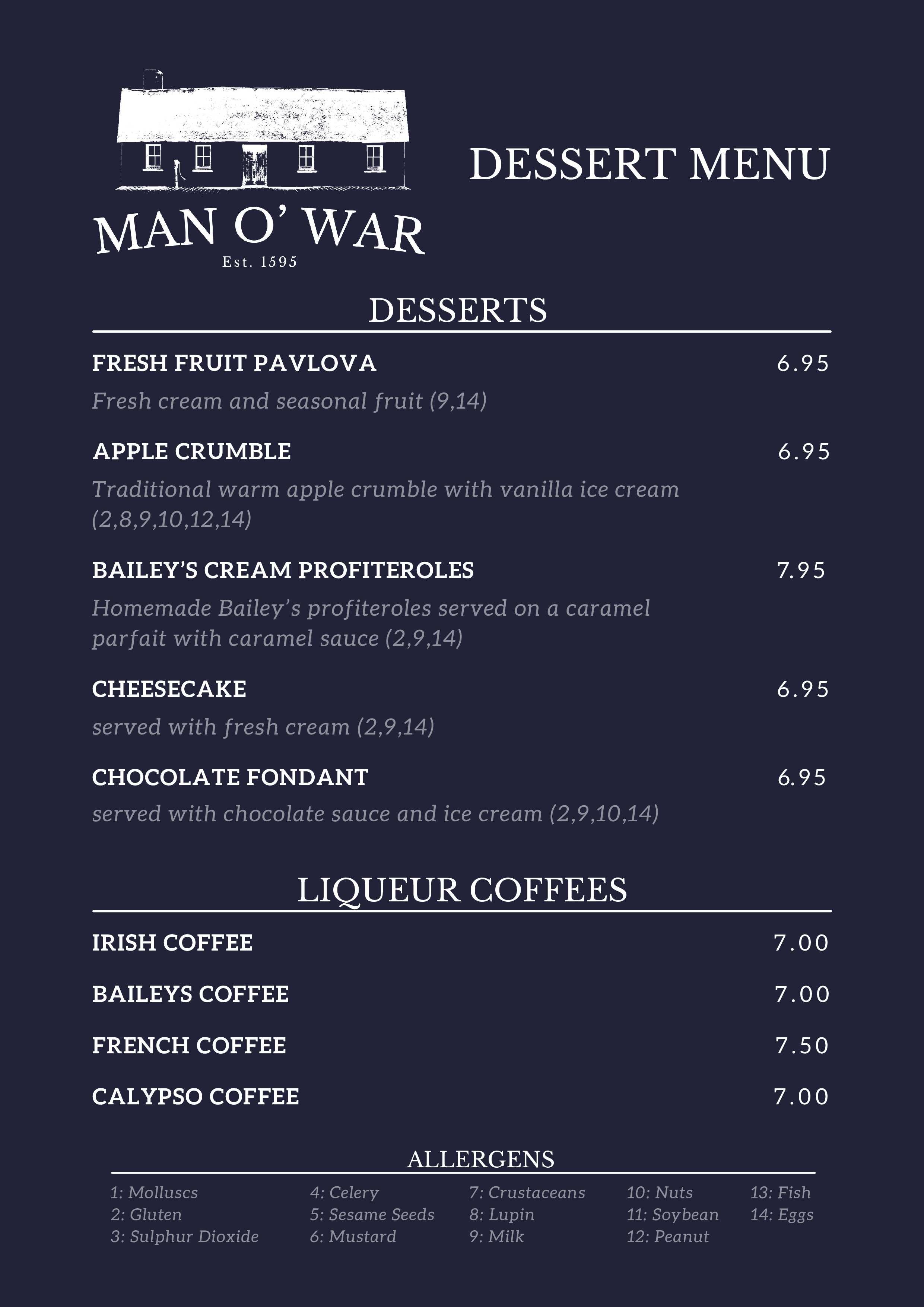 Man O'War Menu — Man O'War