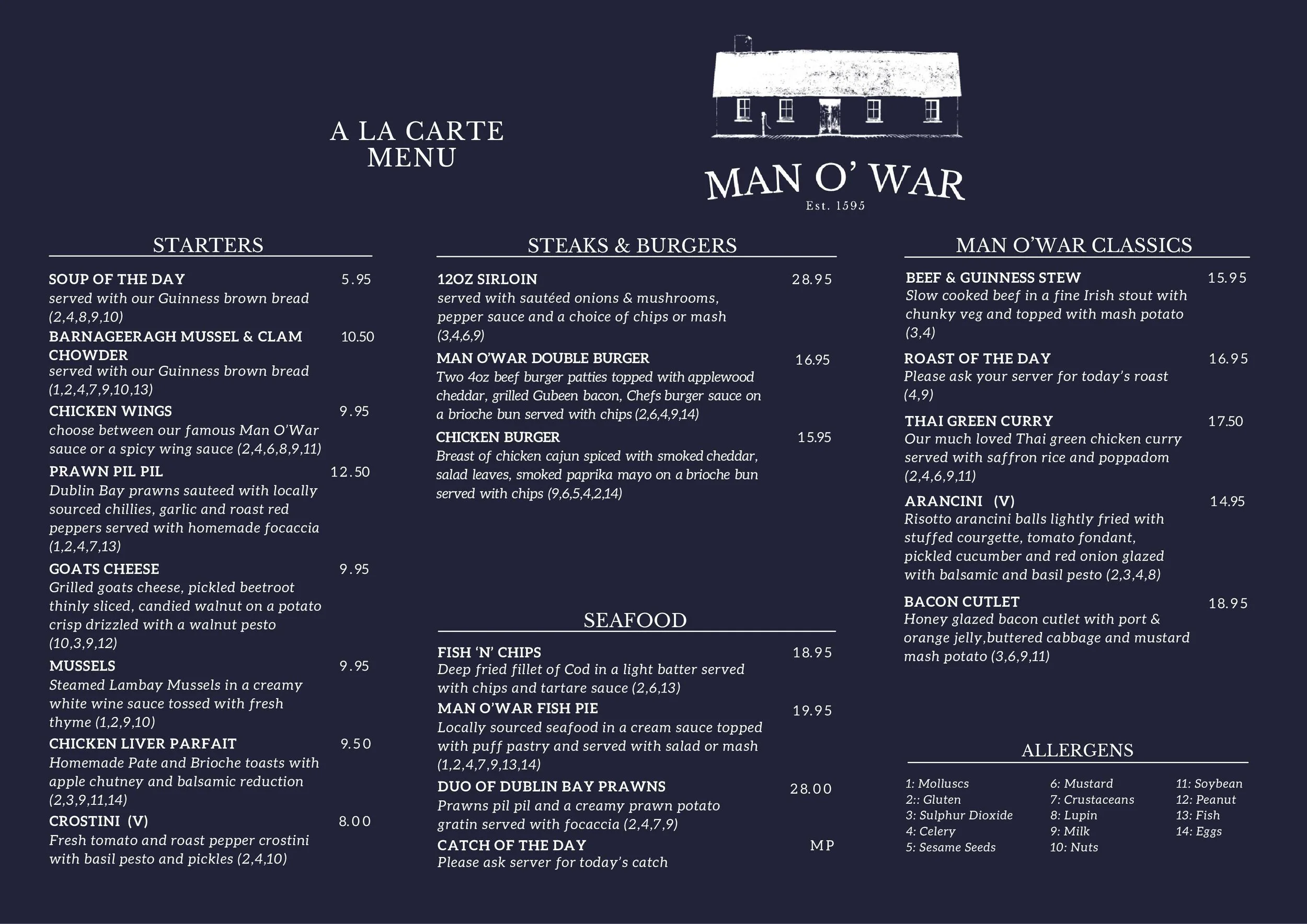 Man O'War Menu — Man O'War