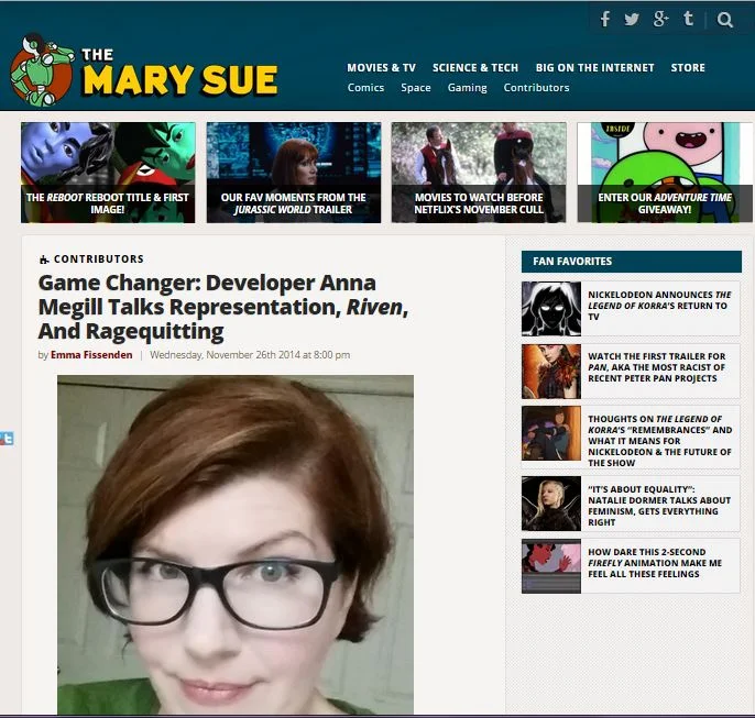 Press for Anna Megill, Game Writer & Narrative Designer — Anna Megill