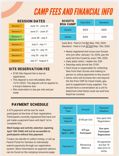 COST/REGISTER/FORMS — Owasippe Scout Reservation