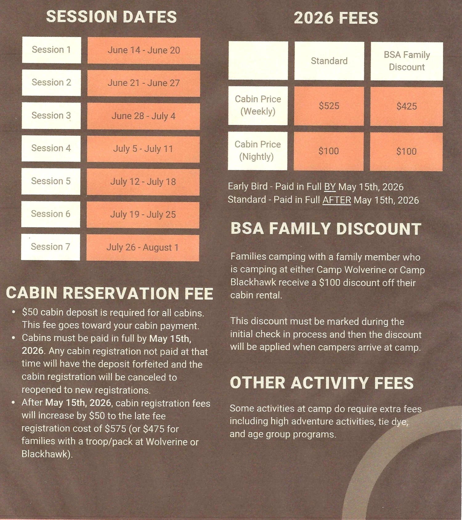 COST/REGISTER/FORMS — Owasippe Scout Reservation