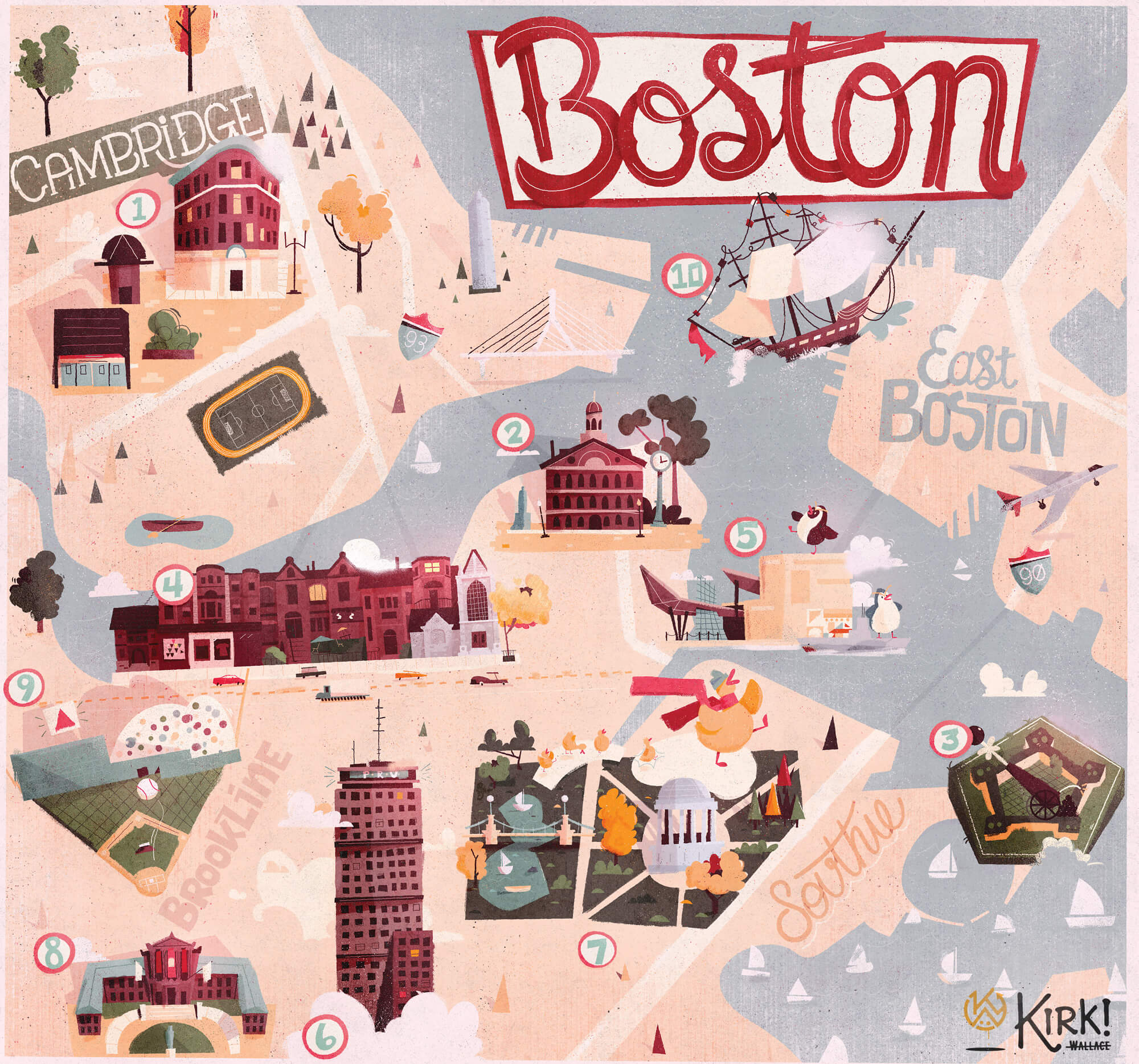 Uber: Boston Illustrated Map :: Kirk Wallace, BoneHaüs | Freelance ...