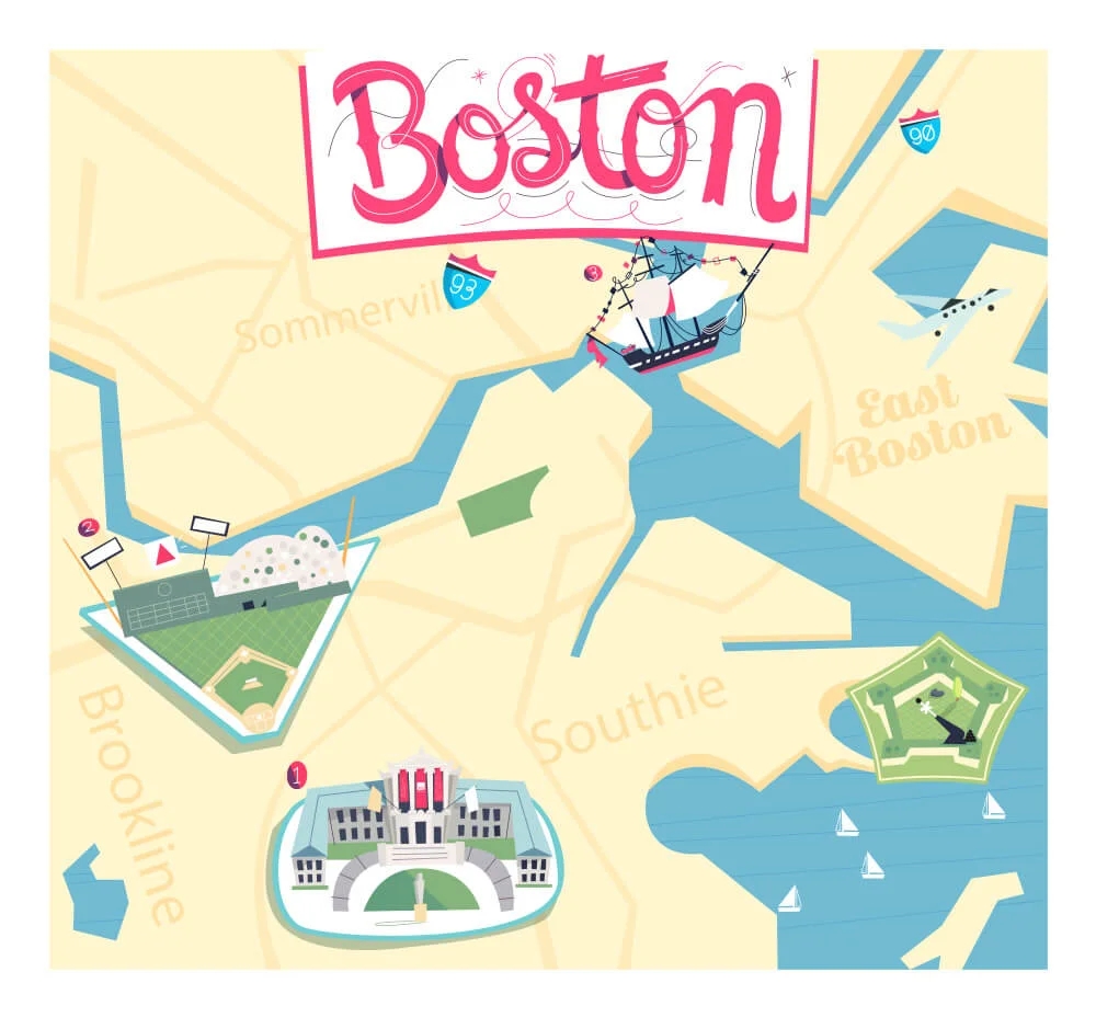 Uber: Boston Illustrated Map :: Kirk Wallace, BoneHaüs | Freelance ...