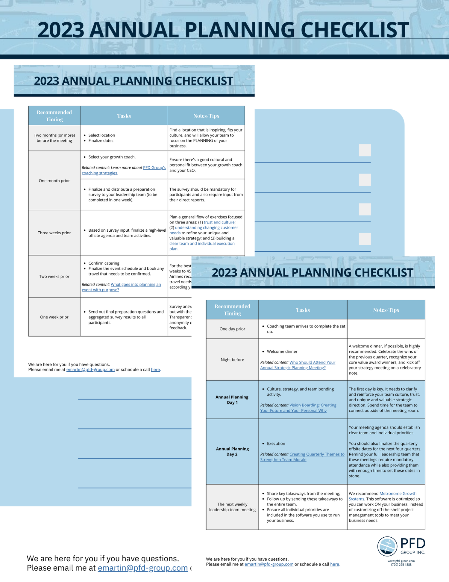 Annual Planning Checklist (Download for FREE) — PFD Group