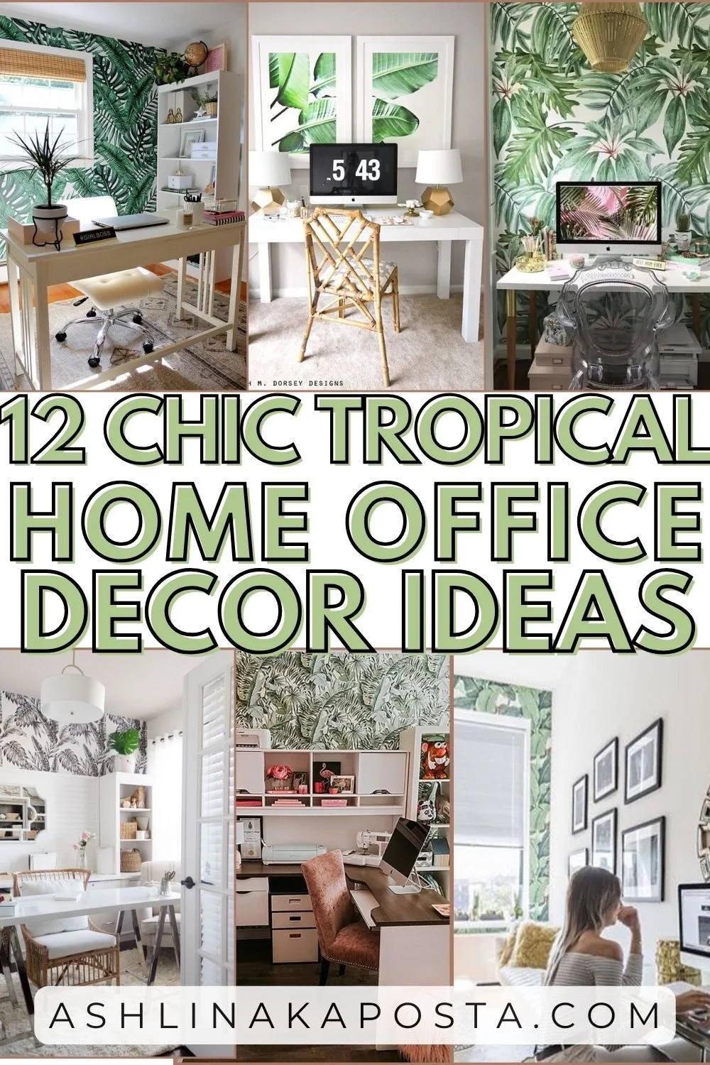 12 CHIC TROPICAL HOME OFFICE IDEAS + 3 REASONS WHY PALM LEAF WALLPAPER ...