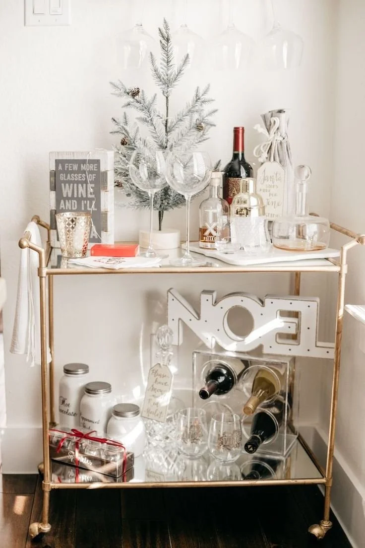 21+ Dazzling Christmas bar cart styling ideas To Elevate Your Christmas ...