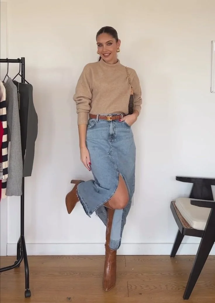 15+ simple denim skirt outfit ideas you will want to wear this Fall ...