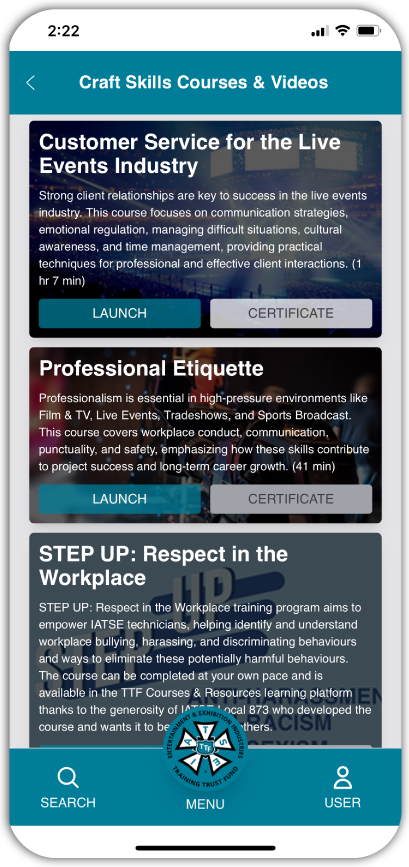 TTF Courses & Resources Learning Platform — IATSE Training Trust Fund