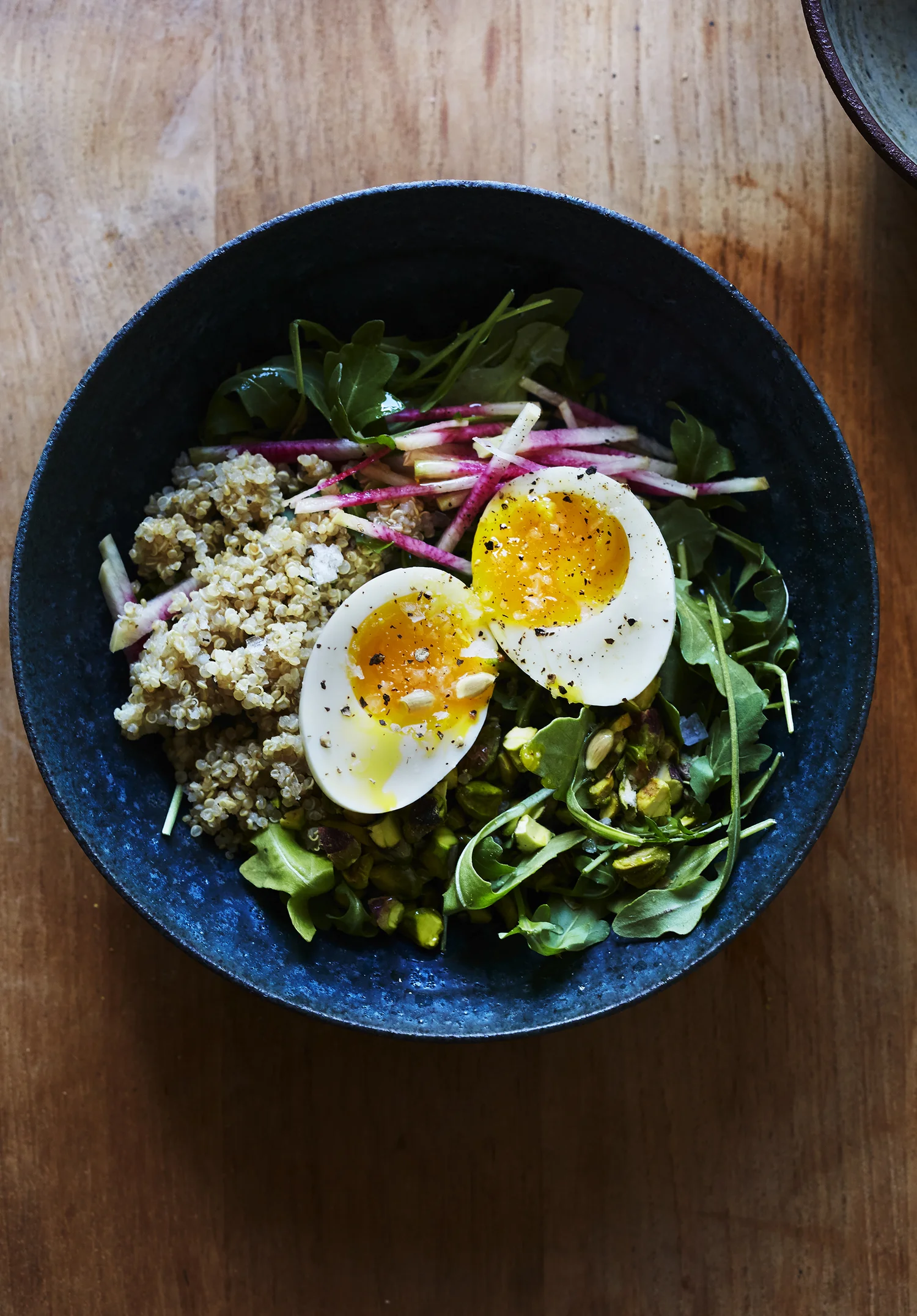 ARUGULA BREAKFAST SALAD WITH TOASTED PISTACHIO, RADISH & SOFT EGGS — SK