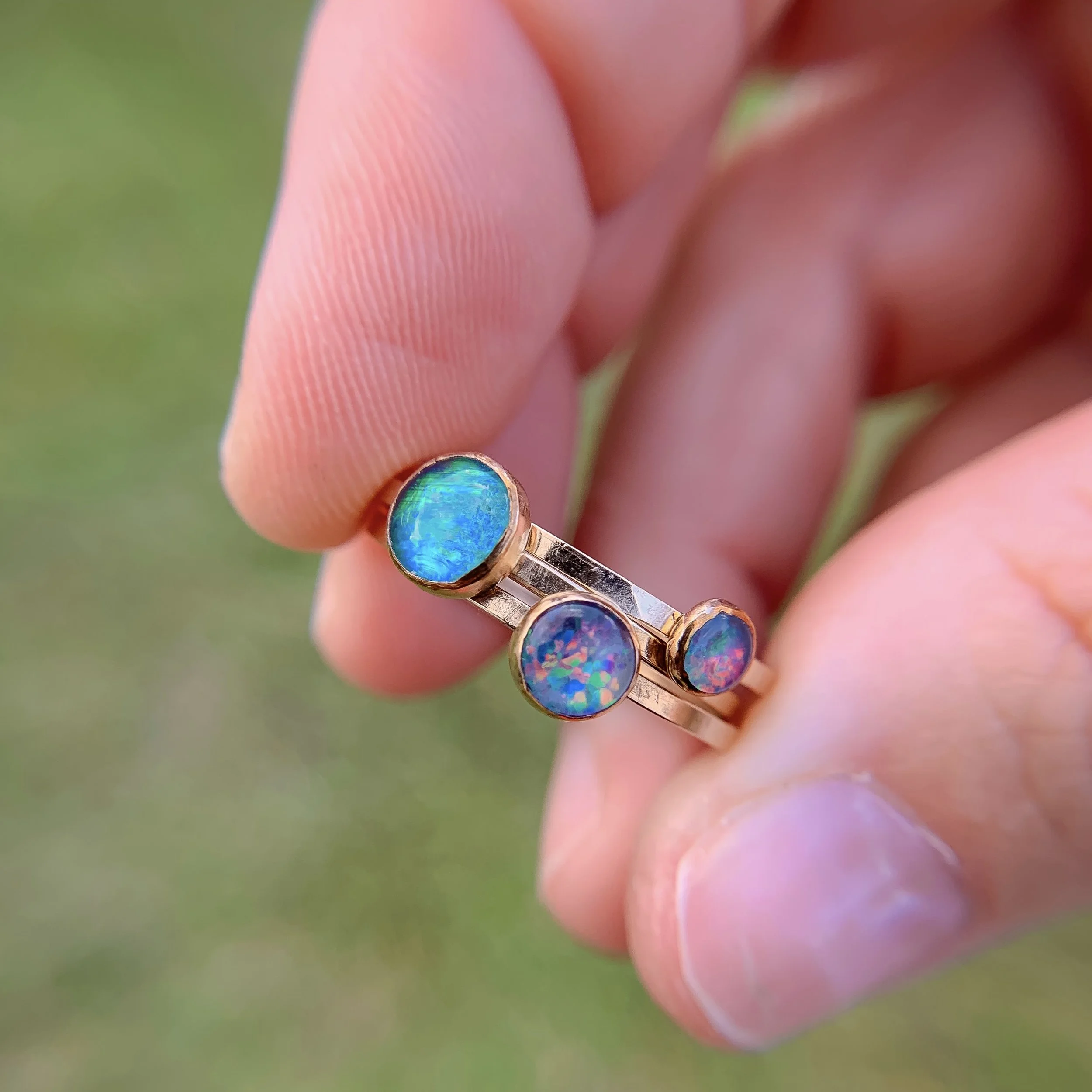 Be happy, be bright, be you set of opal rings. — Christine Ryan Designs