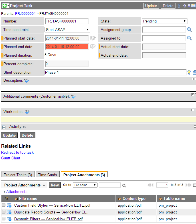 Attachments Related Lists — ServiceNow Elite