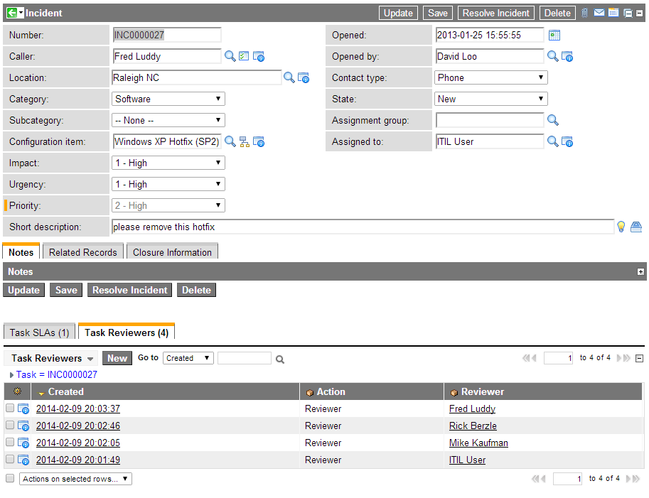 Incident Review Logging — ServiceNow Elite