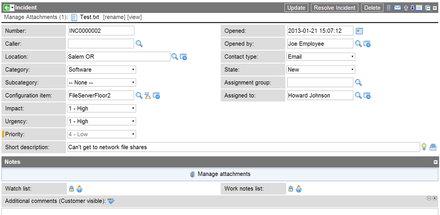 Manage Attachment Links — ServiceNow Elite