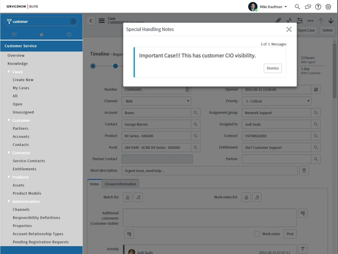 Customer Service Management — ServiceNow Elite