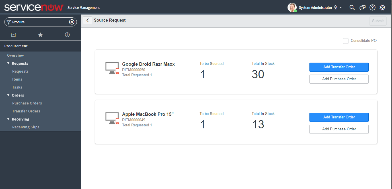 Procurement — ServiceNow Elite