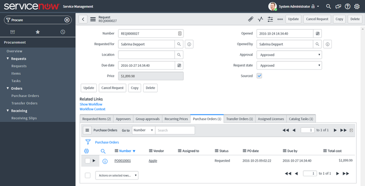 Procurement — ServiceNow Elite