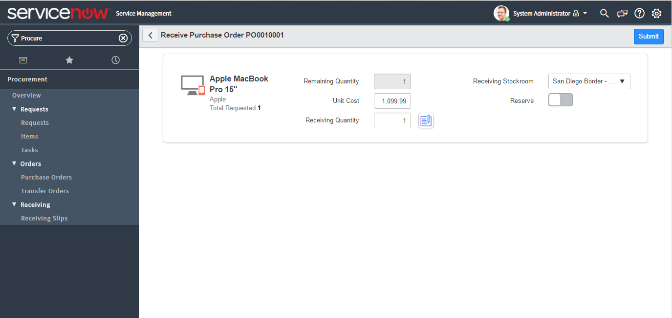 Procurement — ServiceNow Elite