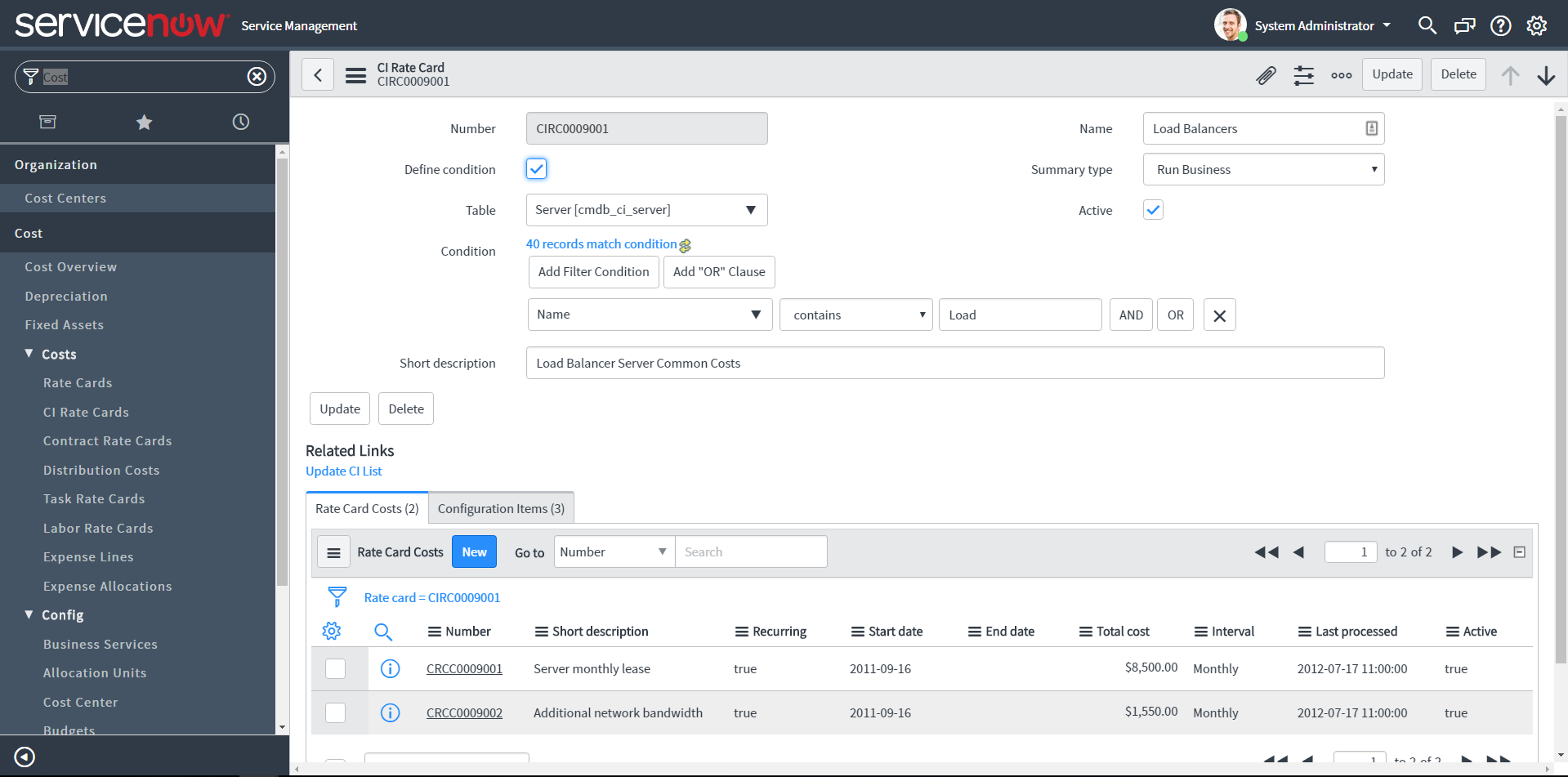 Cost Management — ServiceNow Elite