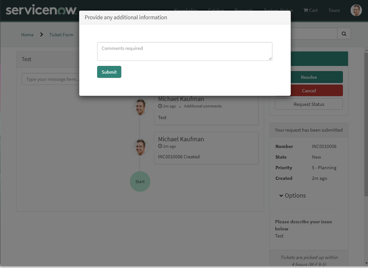 Service Portal: Resolve Incident Button — ServiceNow Elite