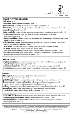 menu — Paddock Club Elkhart Lake