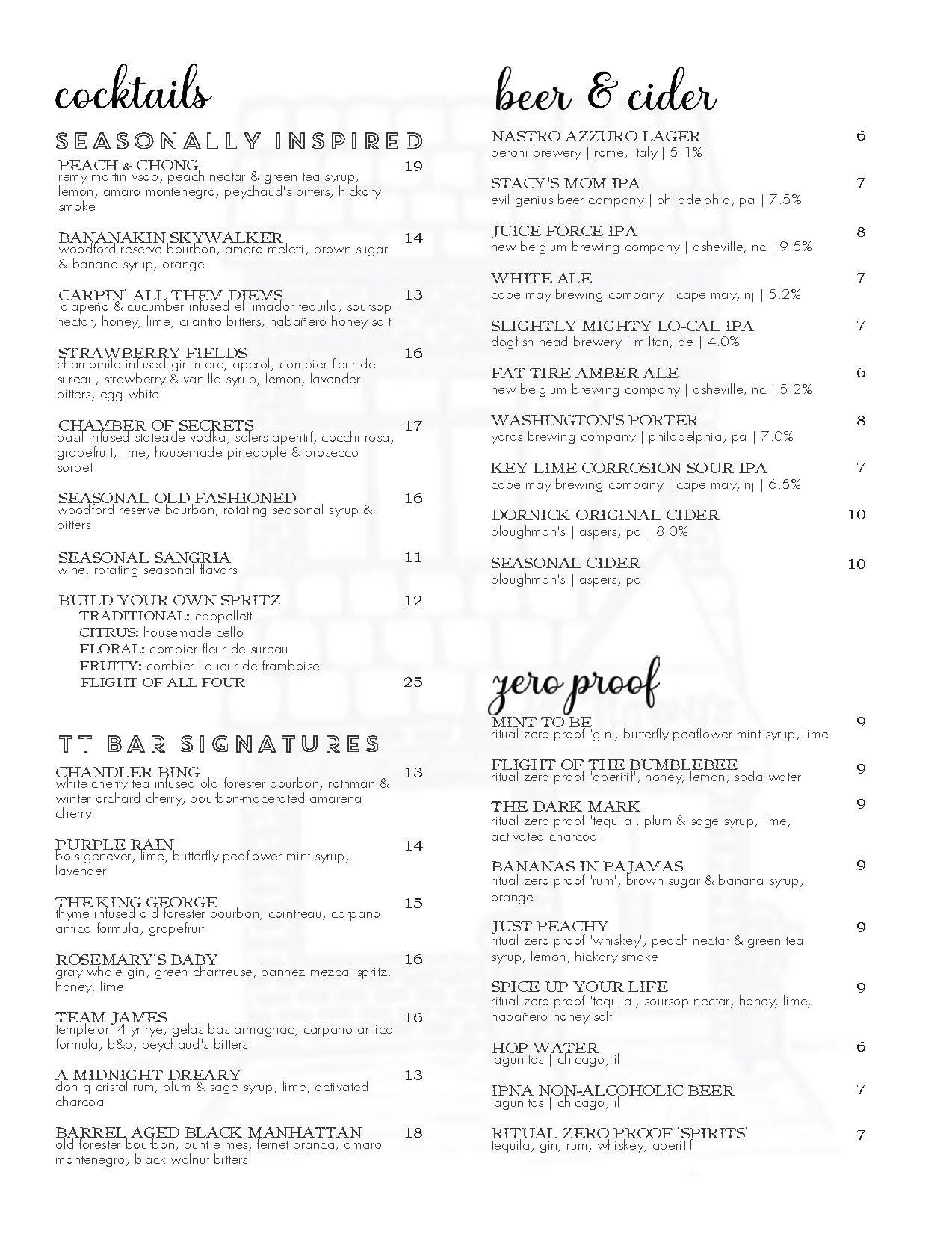 menu — Tutoni's Restaurant