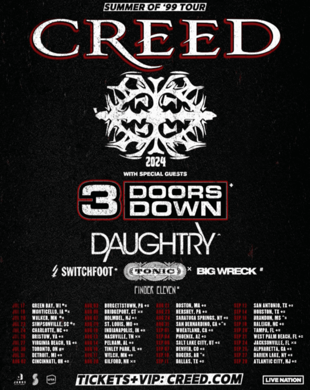 Creed Announce 2024 North American Tour