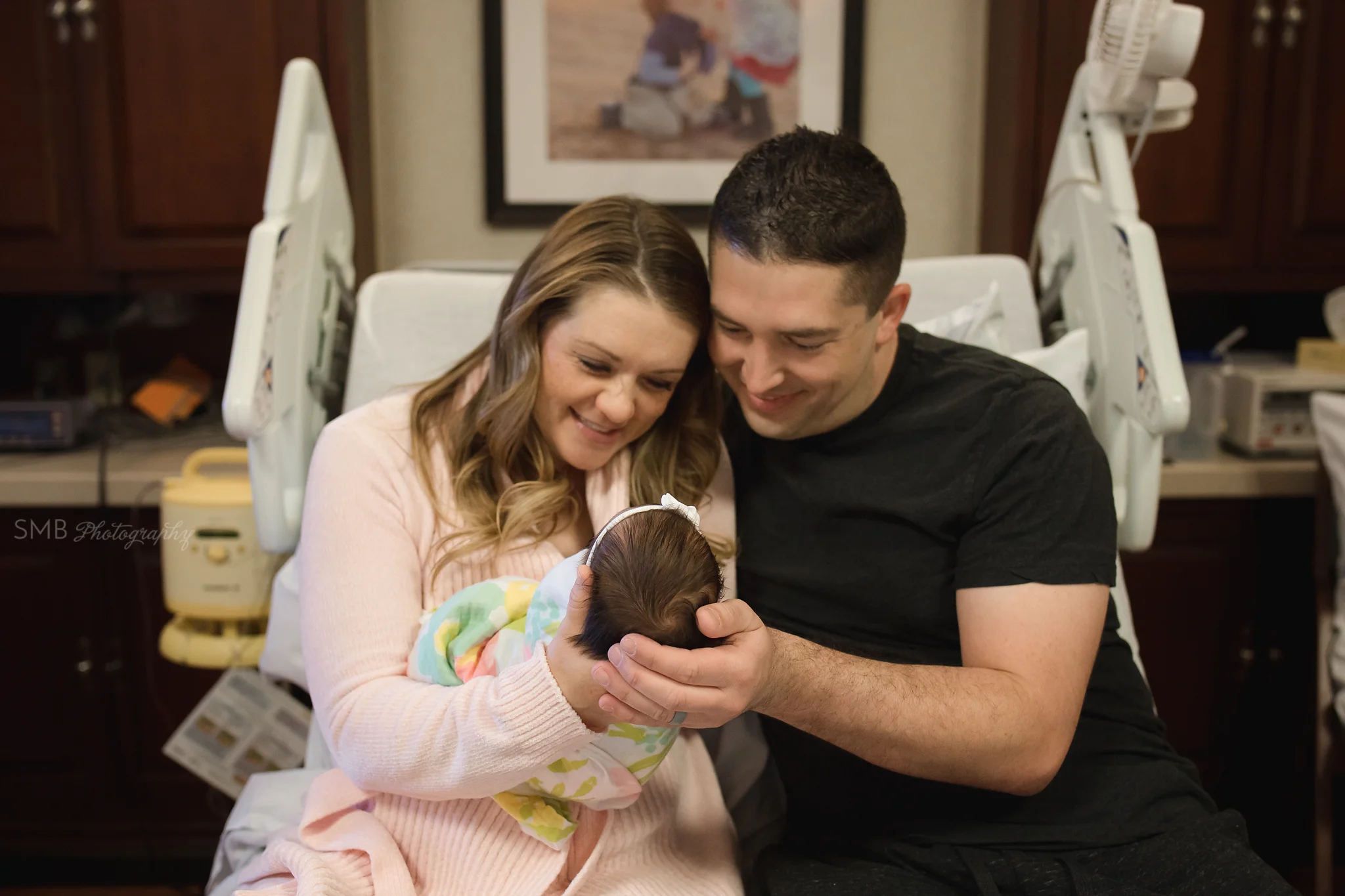 Newborn Baby In Hospital With Mom And Dad