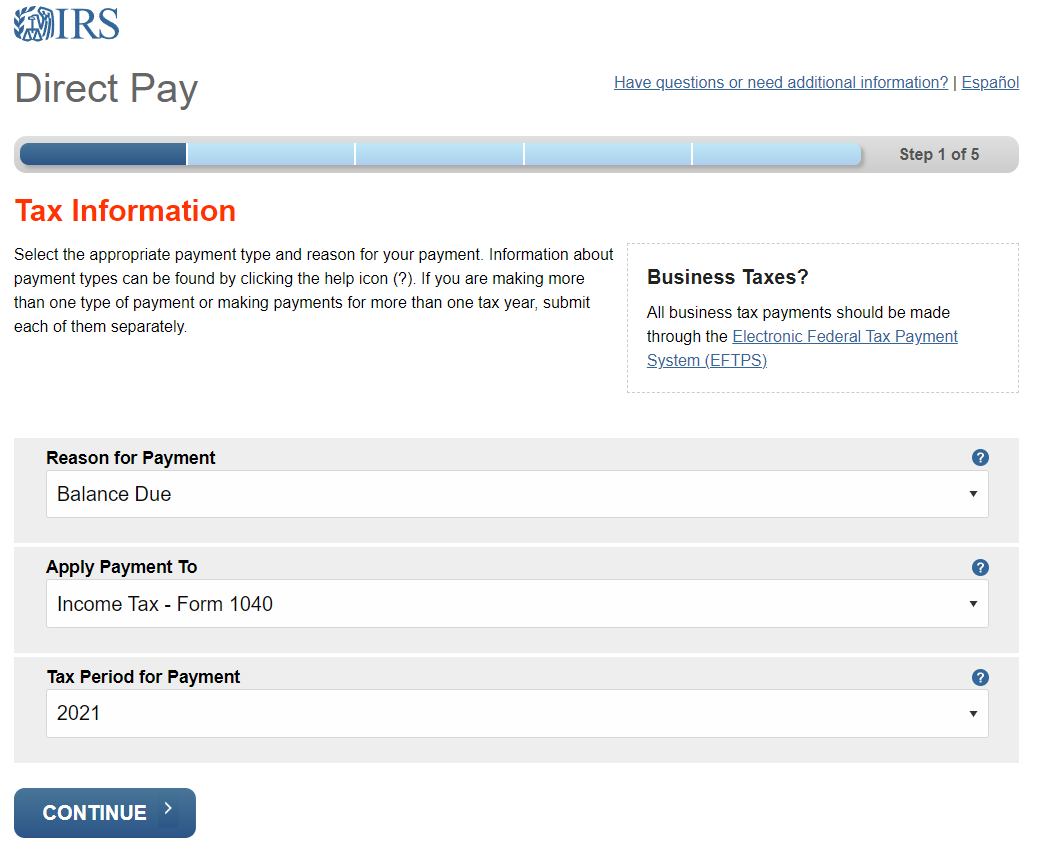 Direct Pay Instructions - Balance Due — Gintz Warner CPA