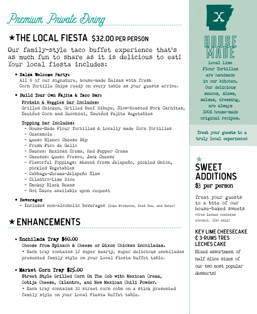 Local Lime Private Dining & Parties — Local Lime