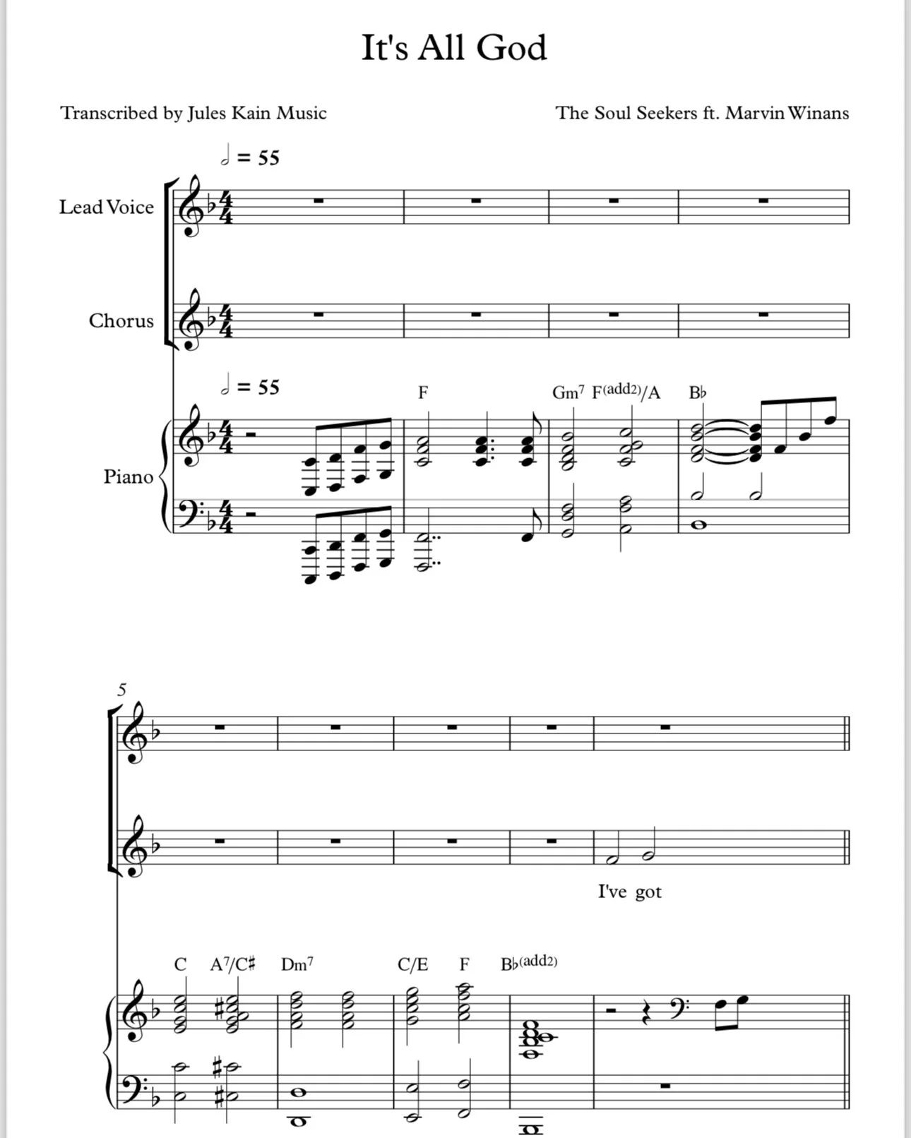 The Question Is - Sheet Music - The Winans — Jules Kain Music