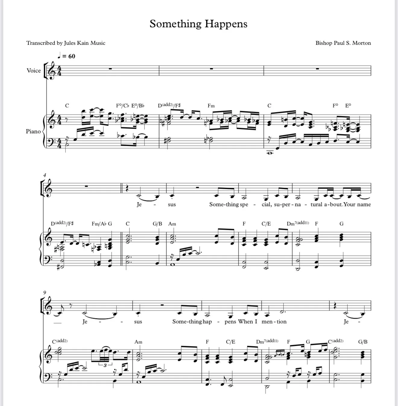 Bishop Paul Morton - Something Happens - Sheet Music — Jules Kain Music