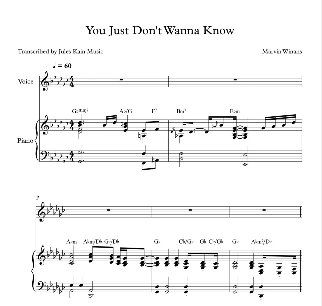 The Winans - Tomorrow - Sheet Music - E major — Jules Kain Music